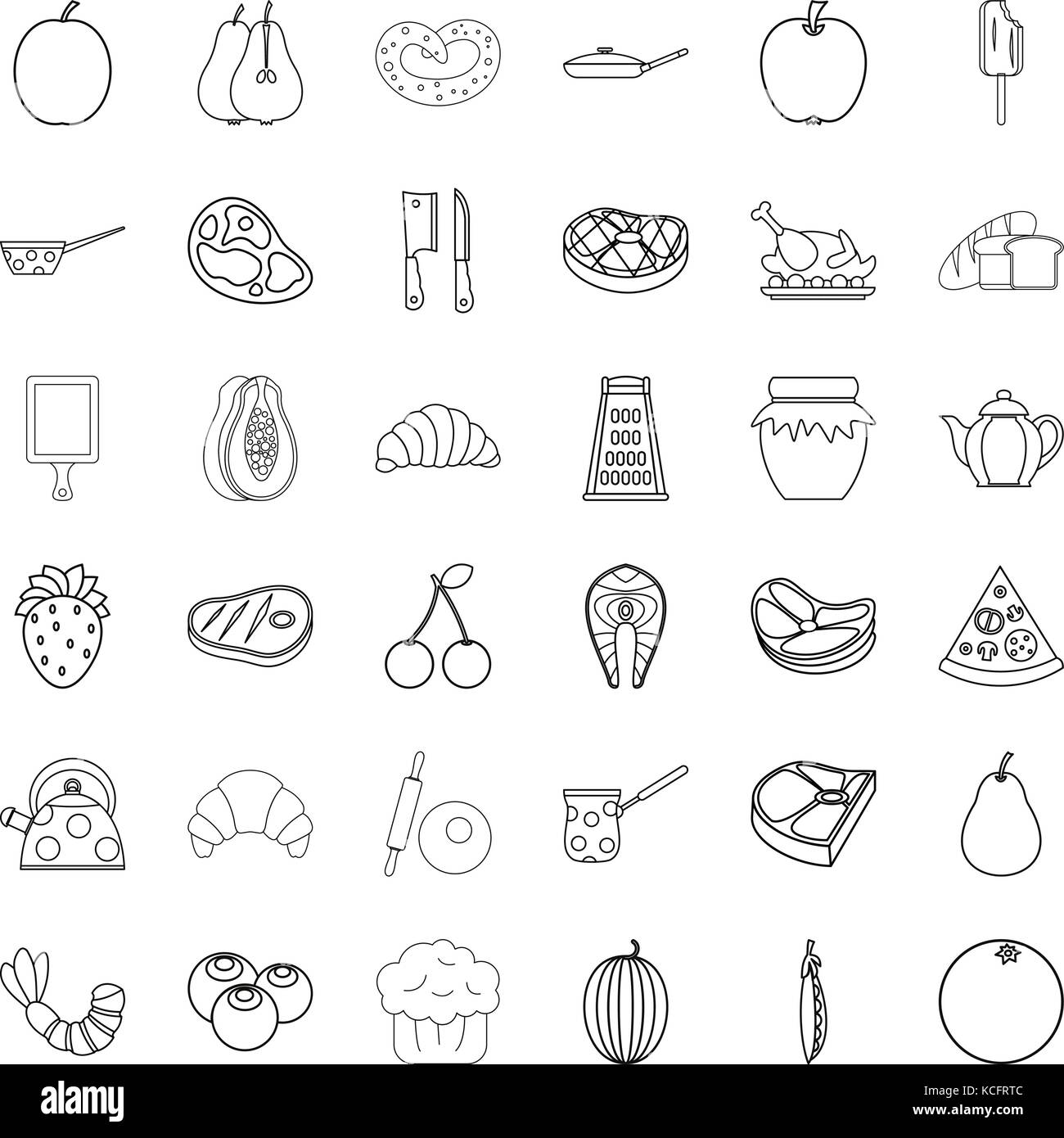 Strawberry icons set, outline style Stock Vector Image & Art - Alamy