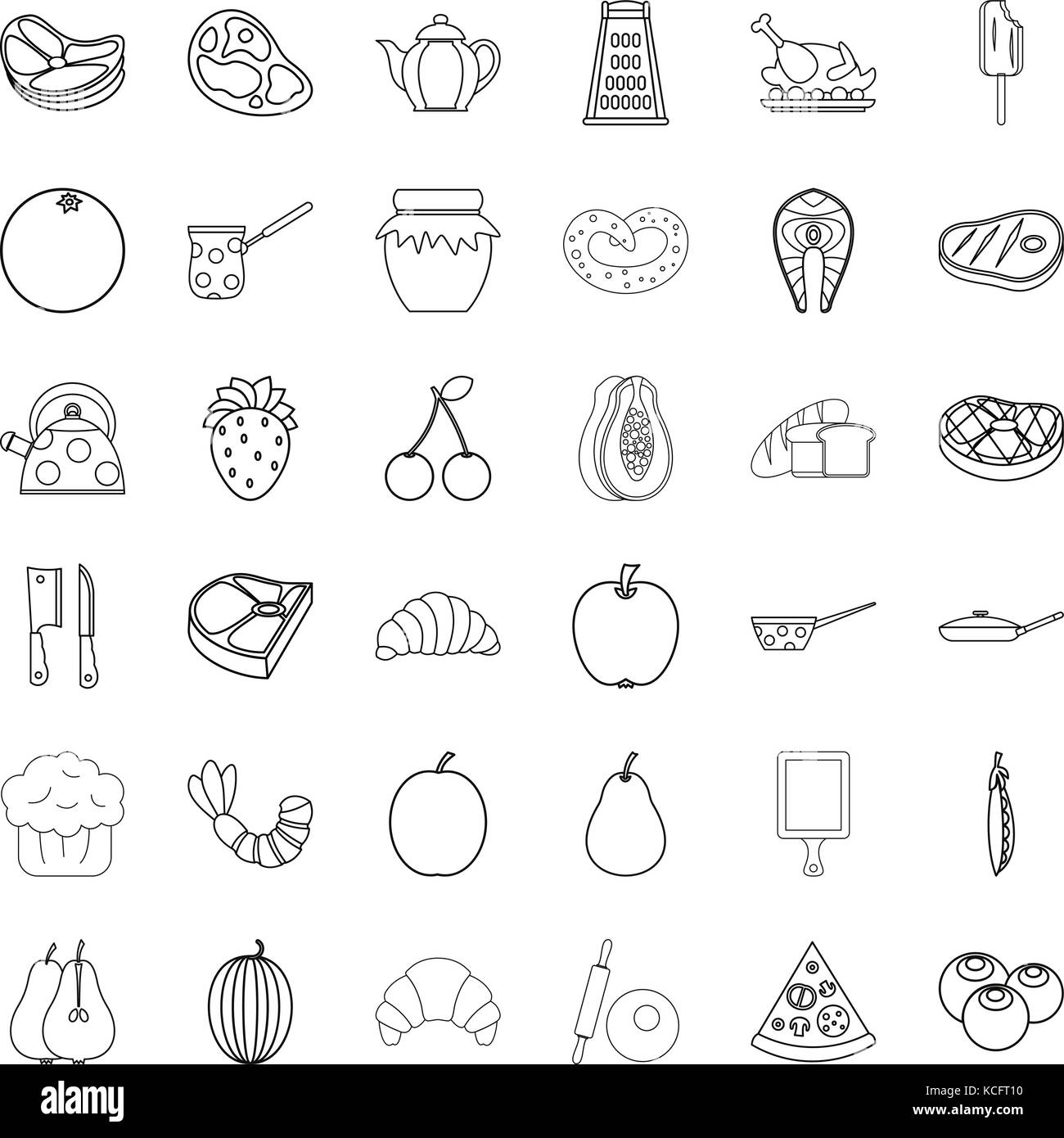 Cutting board icons set, outline style Stock Vector Image & Art - Alamy