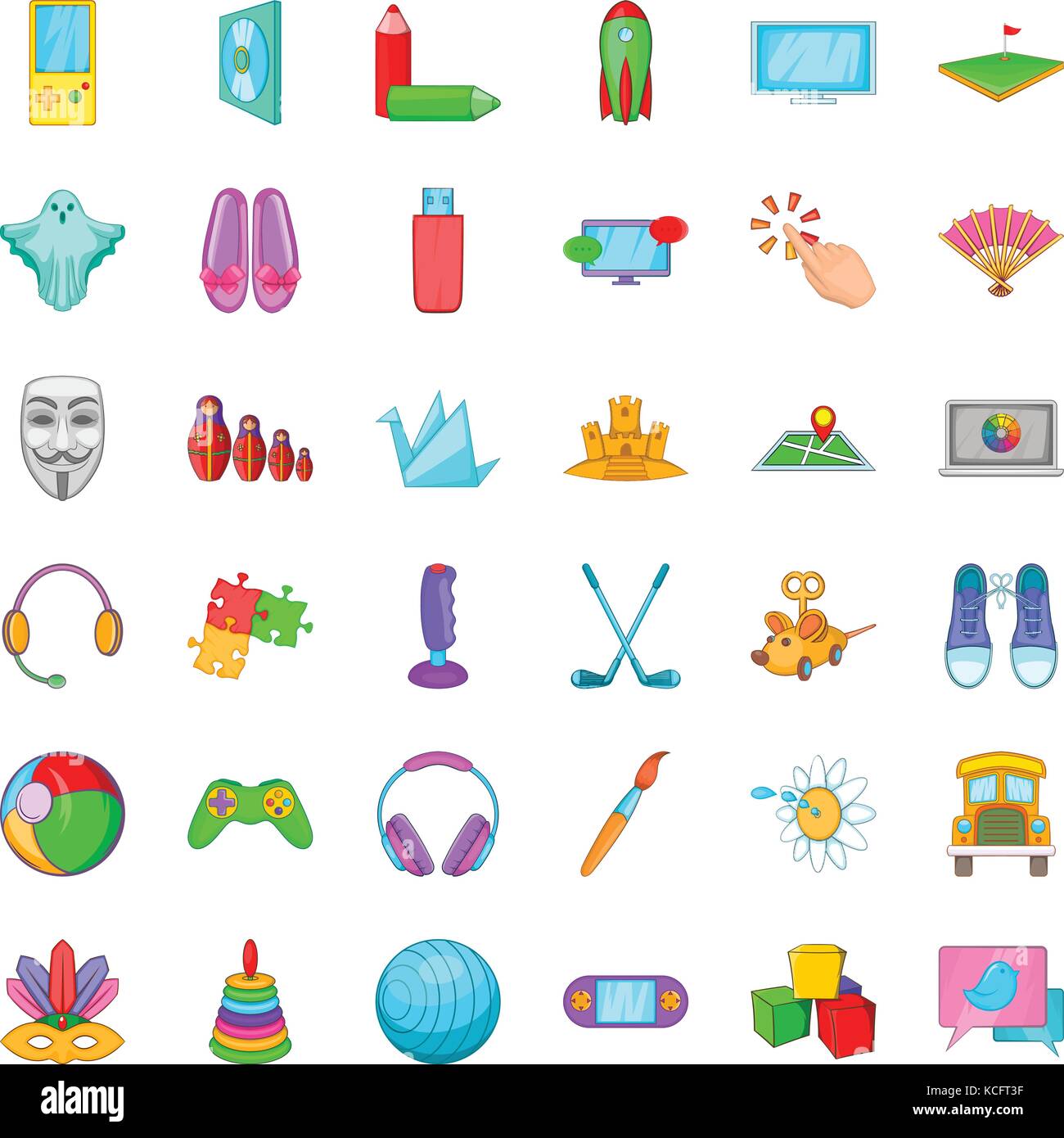 Elementary icons set, cartoon style Stock Vector Image & Art - Alamy