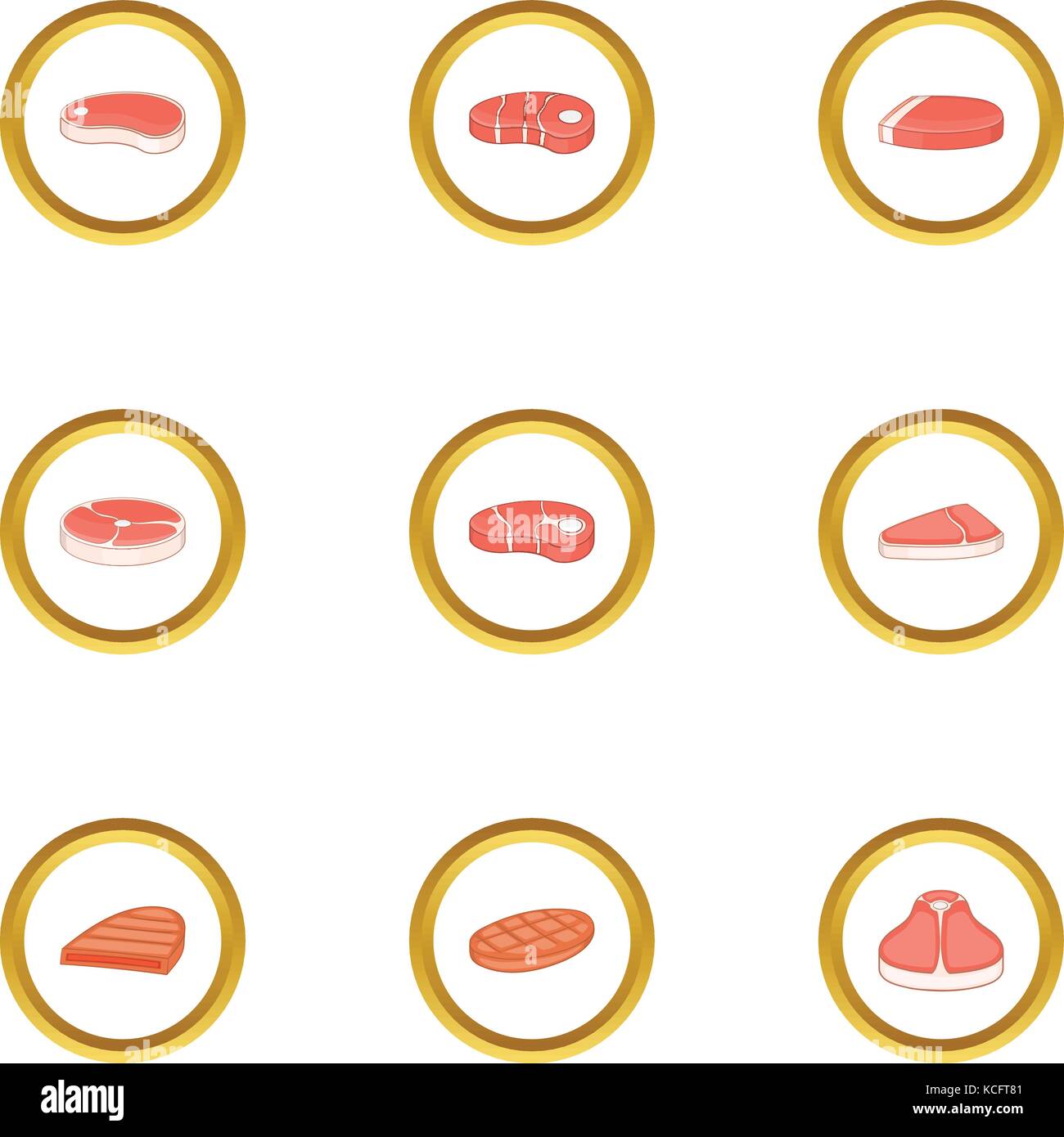 Steak icons set, cartoon style Stock Vector Image & Art - Alamy
