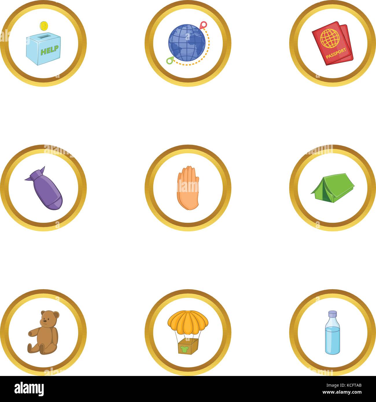 Camp of refugee icons set, cartoon style Stock Vector Image & Art - Alamy