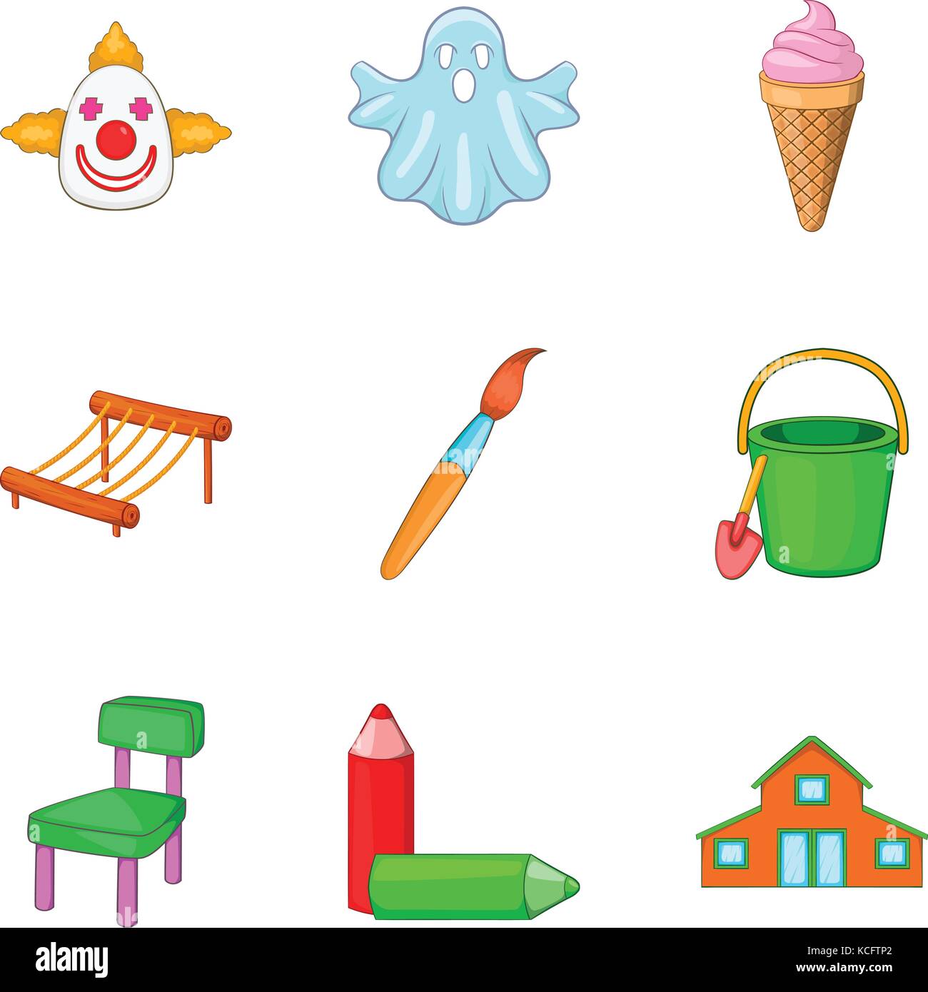 Development of children creativity icons set, cartoon style Stock ...