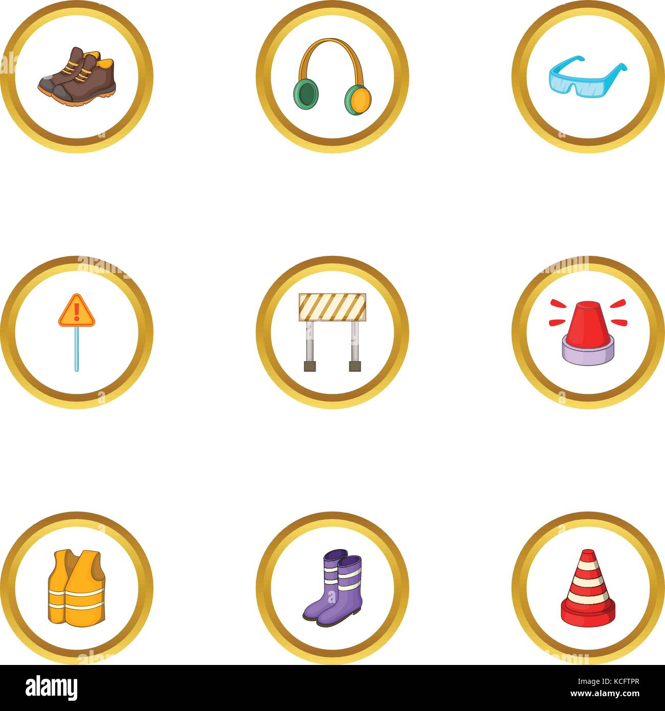 Outfit of road worker icons set, cartoon style Stock Vector Image & Art ...