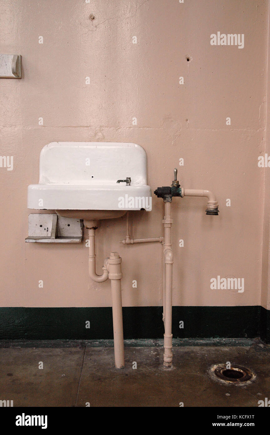 Detail of sink at Alcatraz Federal Penitentiary, San Francisco, USA ...