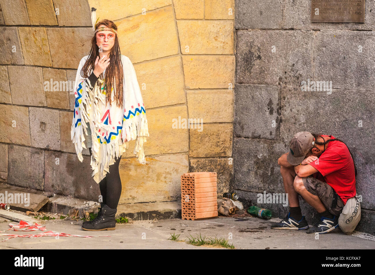 Young girl in Indian costume, Prague, alternative culture, Czech ...