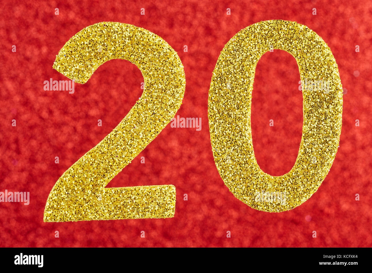Number twenty golden over a red background. Anniversary. Horizontal ...