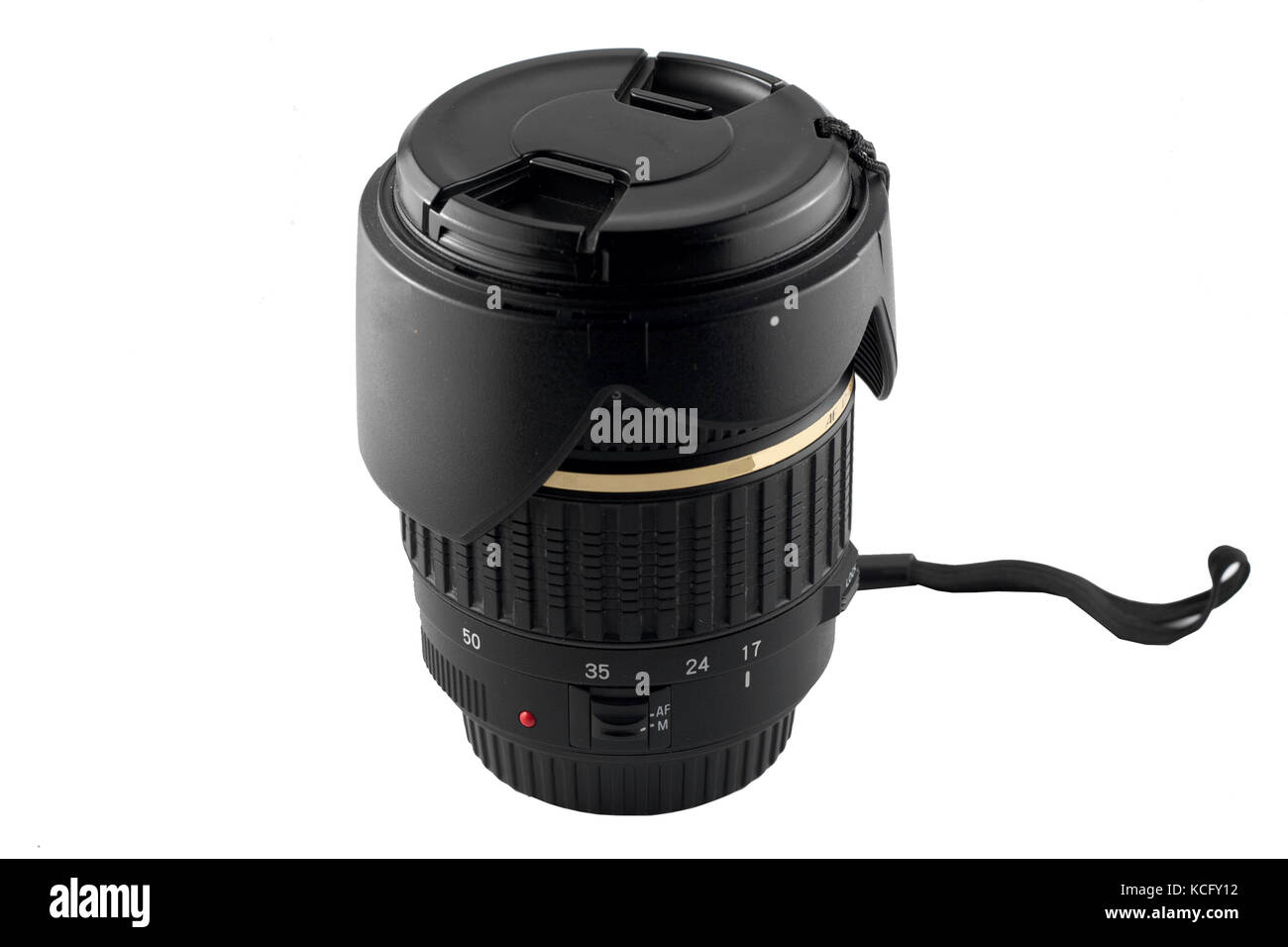 zoom lens with cap isolate on white background Stock Photo - Alamy