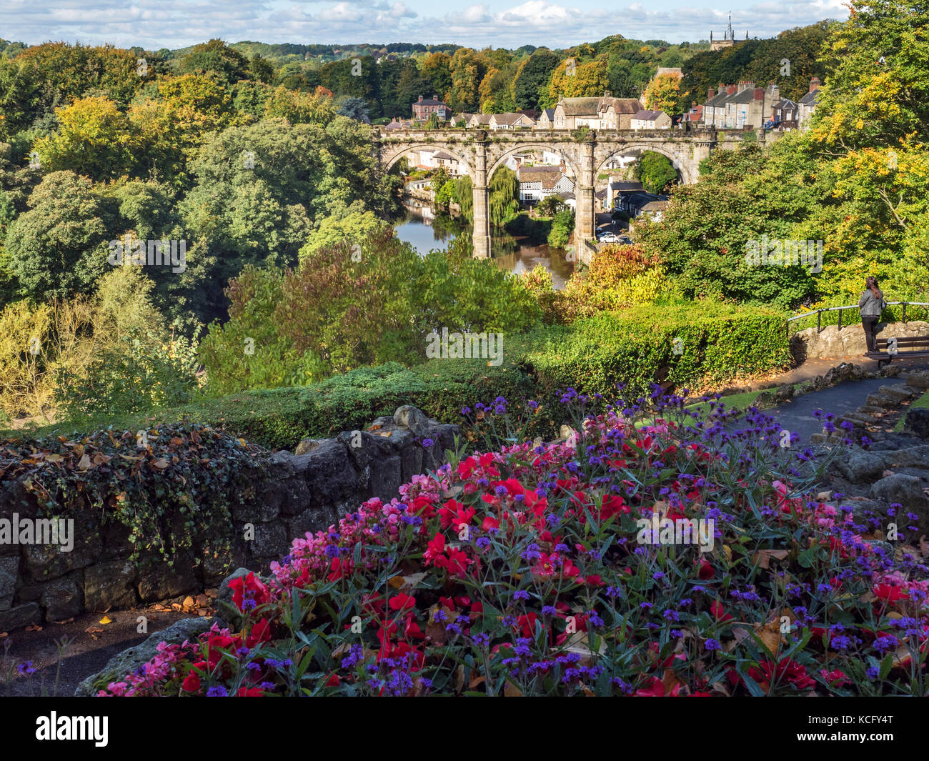 Railway Viaduct over the River Nidd in Early Autumn at Knaresborough ...