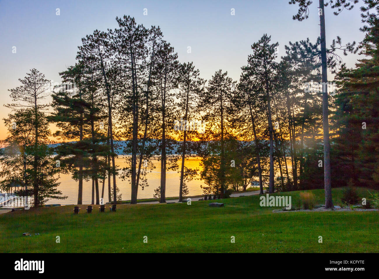 Sunset at Canada,Ontario,Huntsville,Dwight, Dwight Beach sommer ...