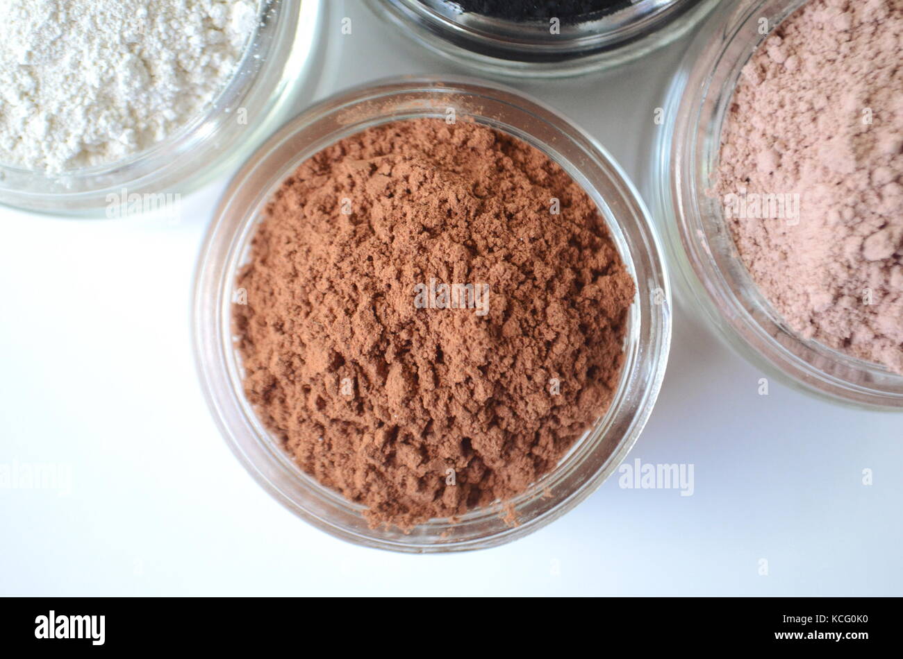 A selection of dry clays for cosmetic, spa and skin care treatments ...