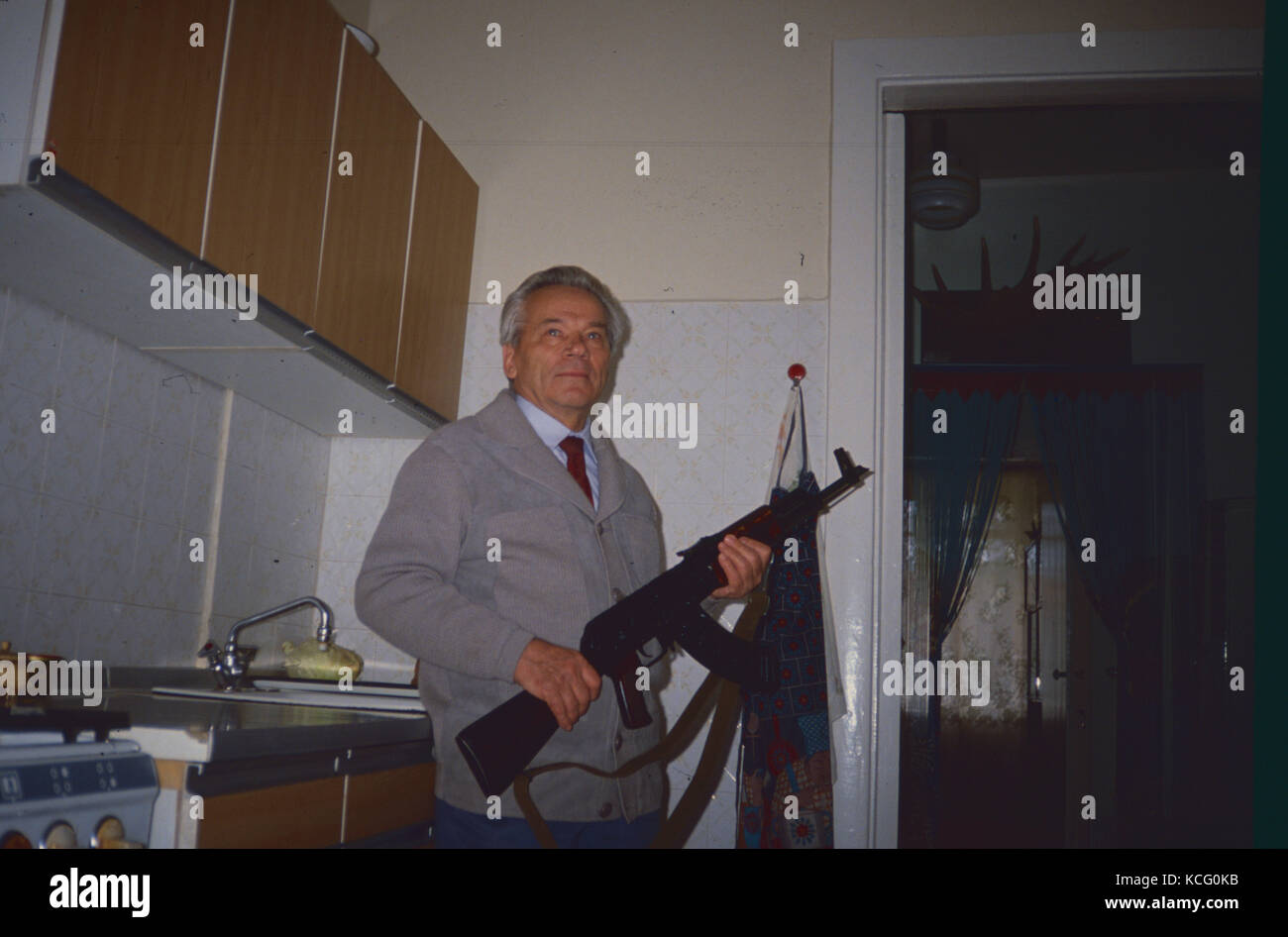 Izhevsk. Soviet Union. LIBRARY. Mikhail Kalashnikov (1919-2013), the ...
