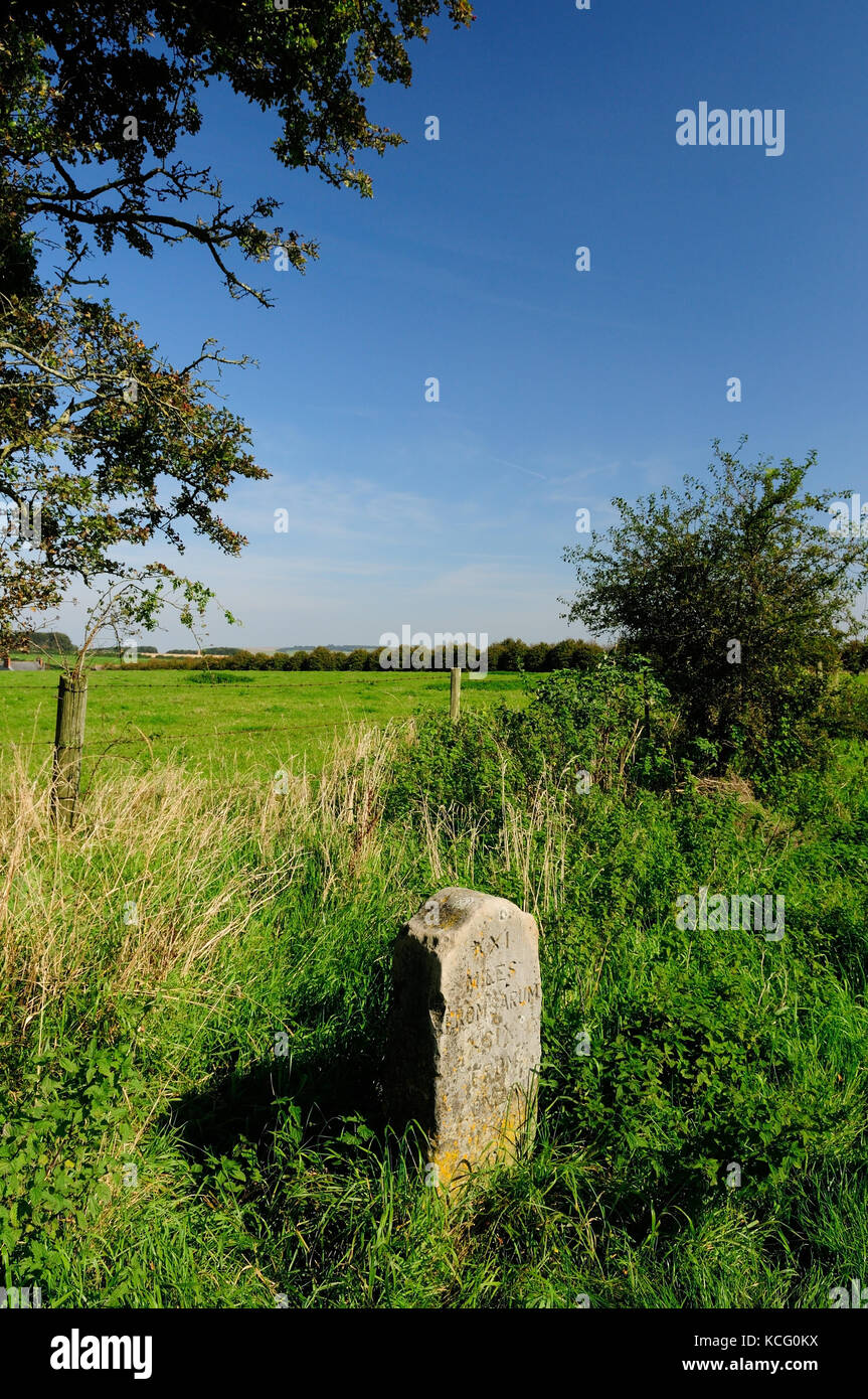 An ancient milestone beside a Wiltshire byway Stock Photo - Alamy