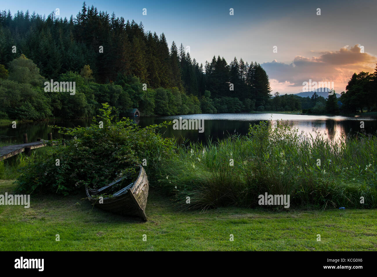 Loch Ard at sunset Stock Photo - Alamy
