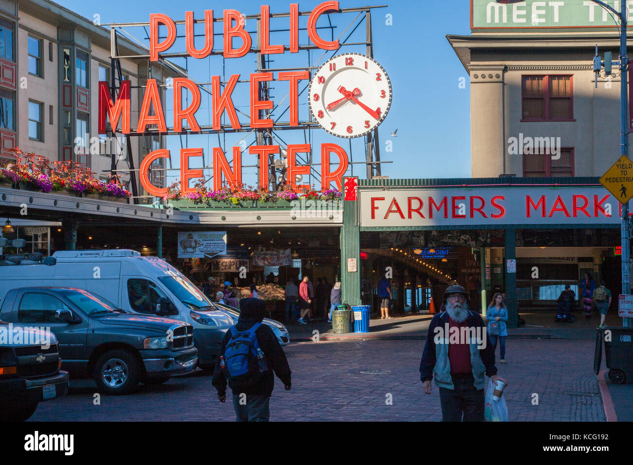 Public Market Center farmers market in Seattle Washington Stock Photo ...
