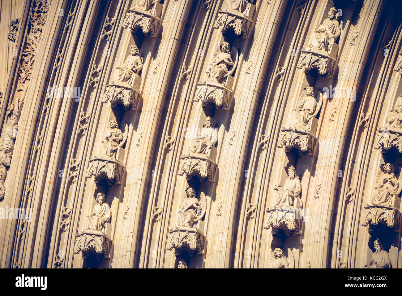 detail of architecture of the cathedral of Barcelona, Spain Stock Photo ...