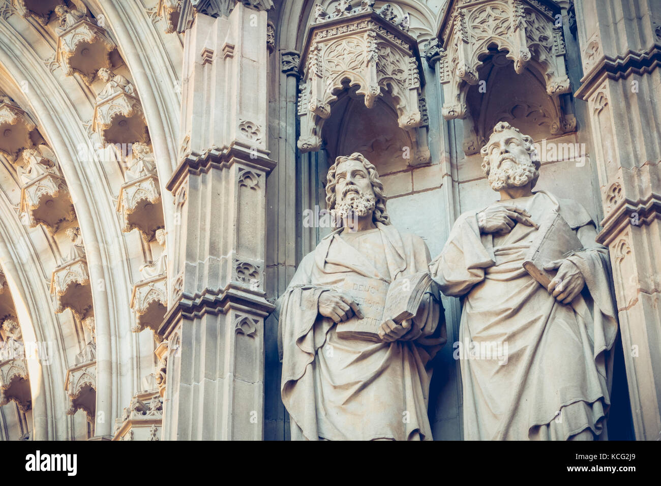 detail of architecture of the cathedral of Barcelona, Spain Stock Photo ...