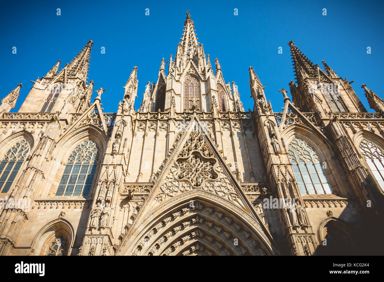 detail of architecture of the cathedral of Barcelona, Spain Stock Photo ...