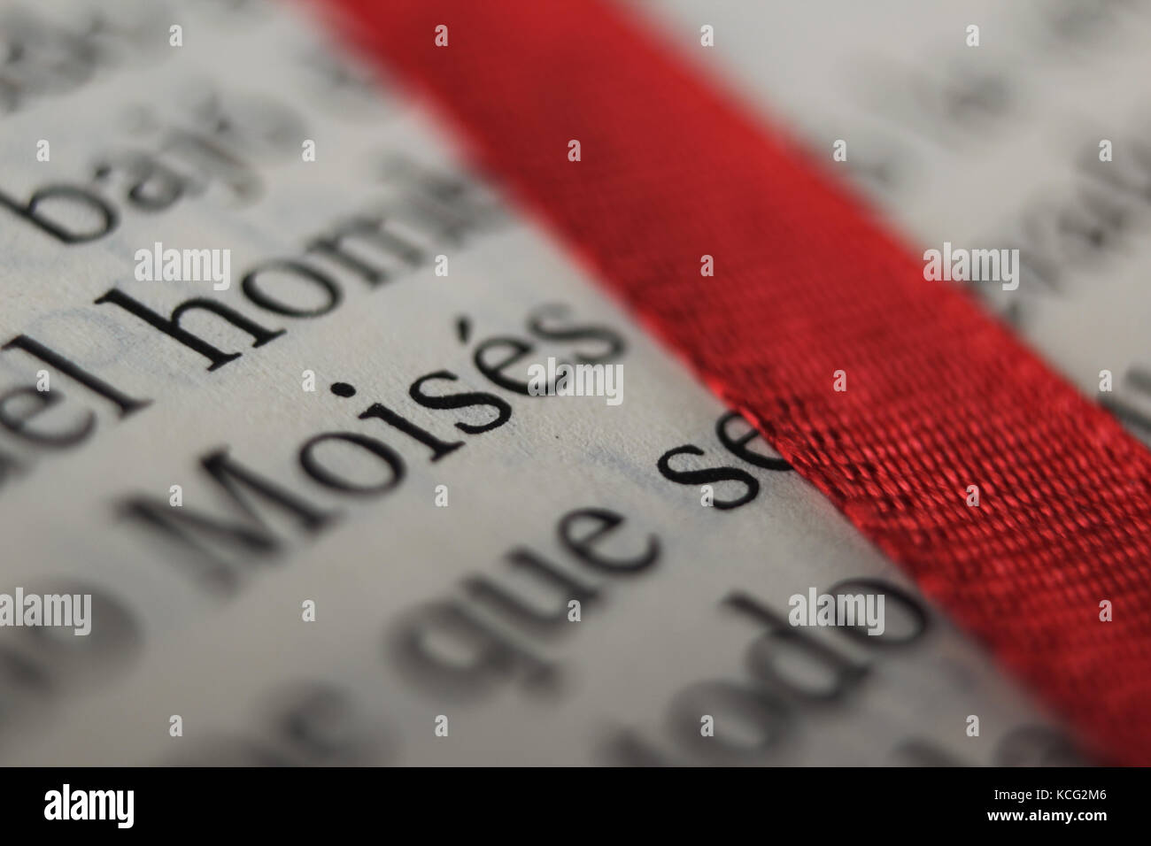 Open holy bible with red bookmark pages close-up Stock Photo - Alamy