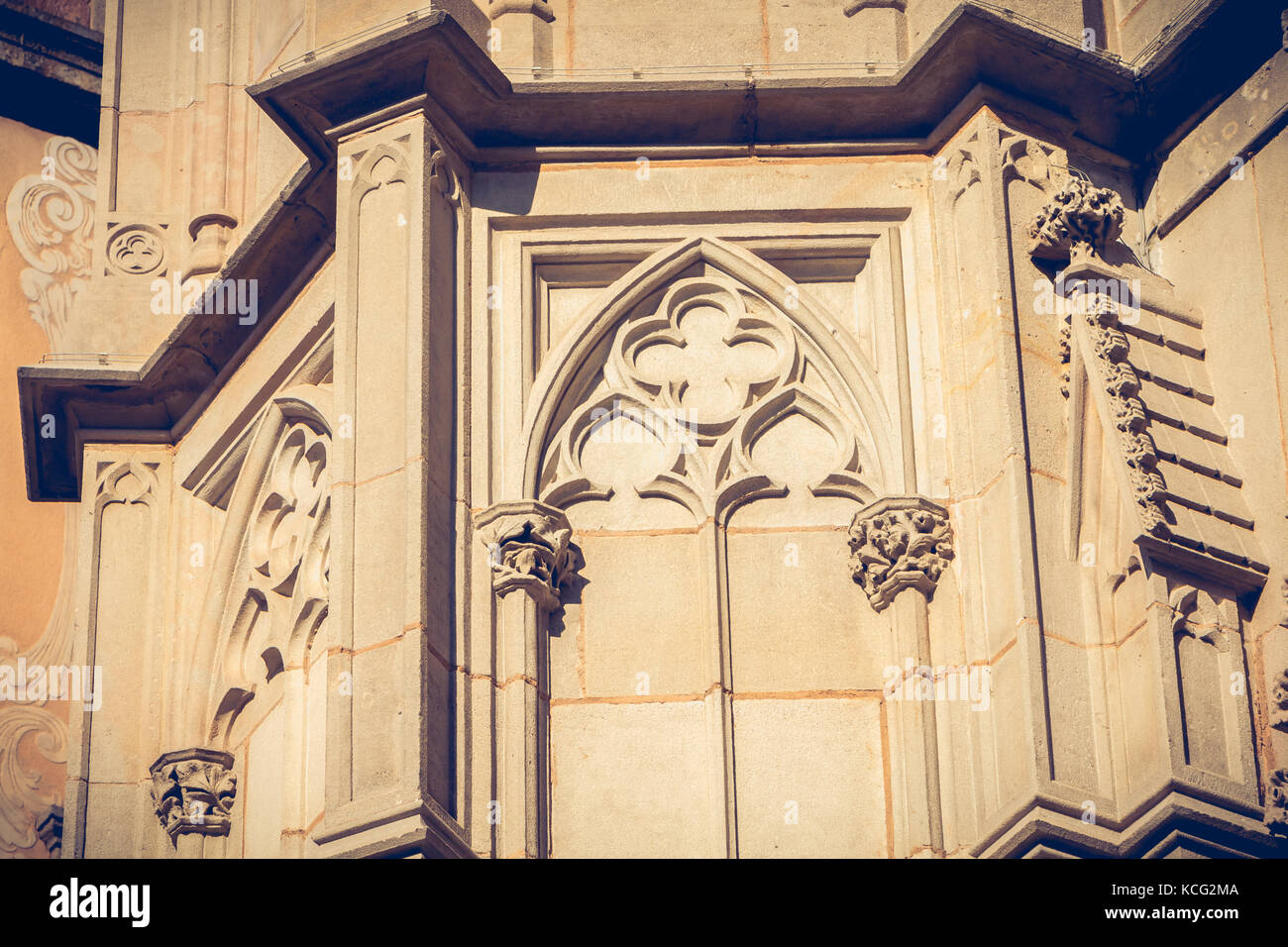 detail of architecture of the cathedral of Barcelona, Spain Stock Photo ...