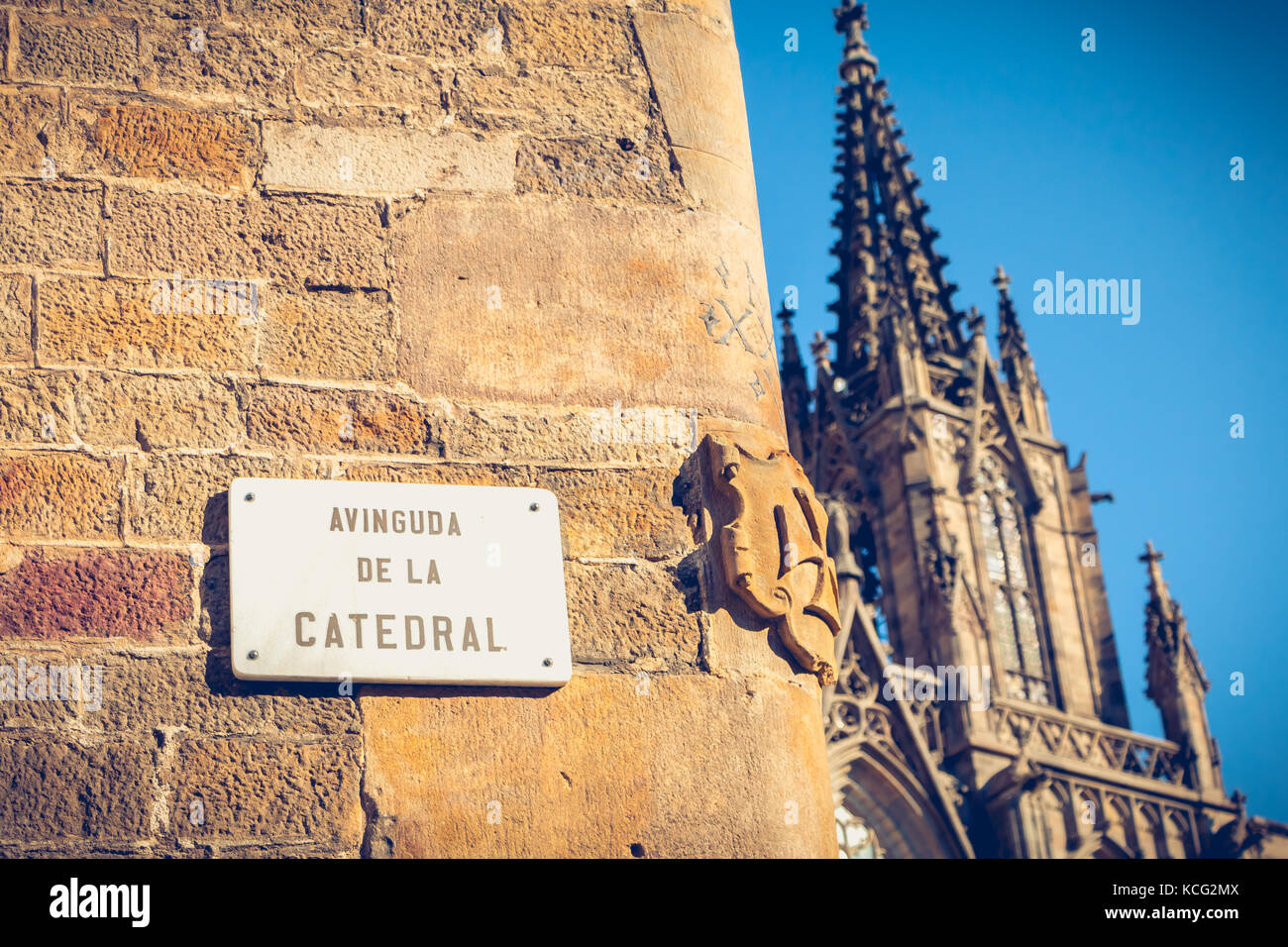 marble street sign where it is written in Spanish - Avenue of the ...