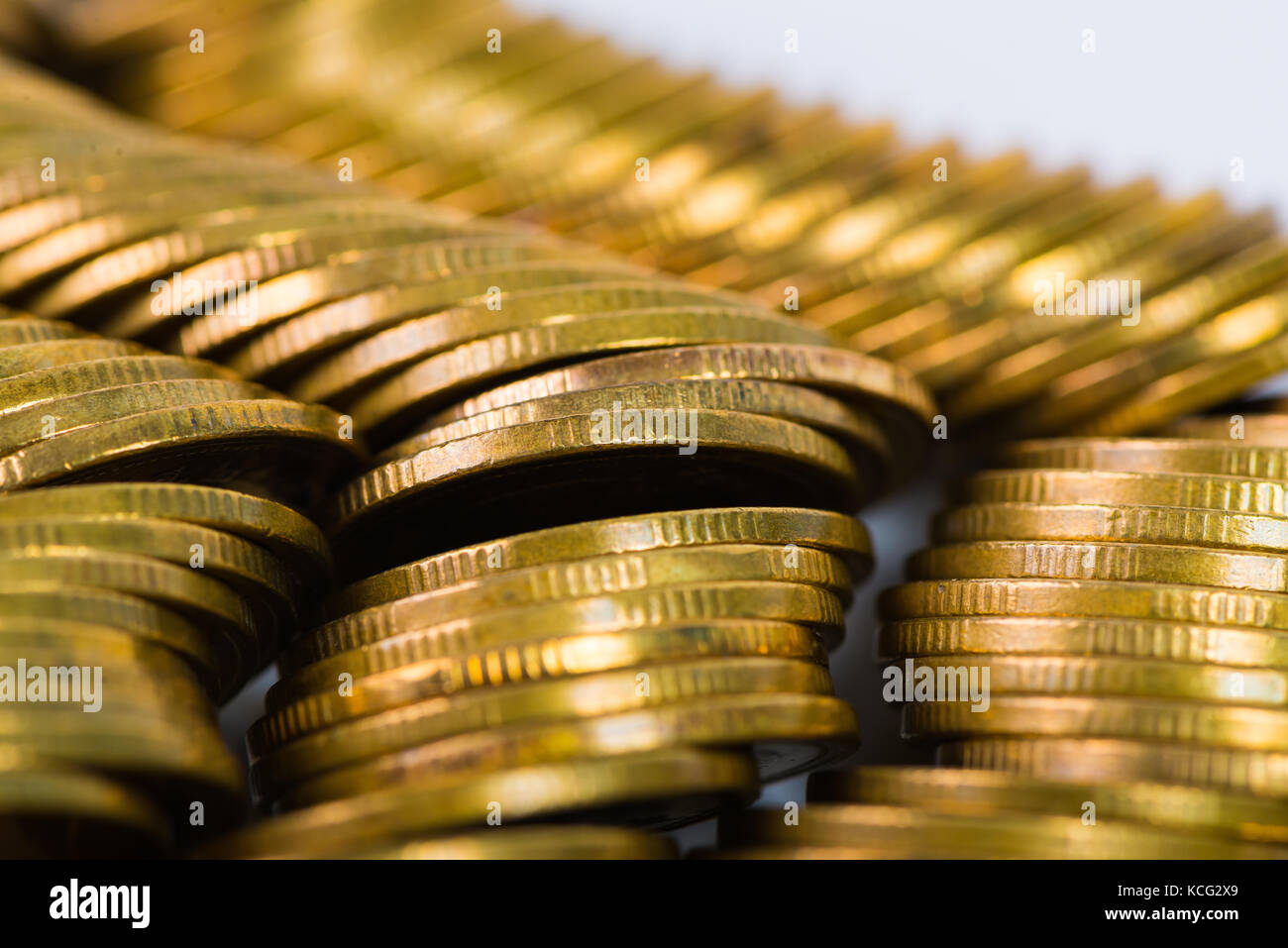 Columns of gold coins, piles of coins background, business banking idea ...