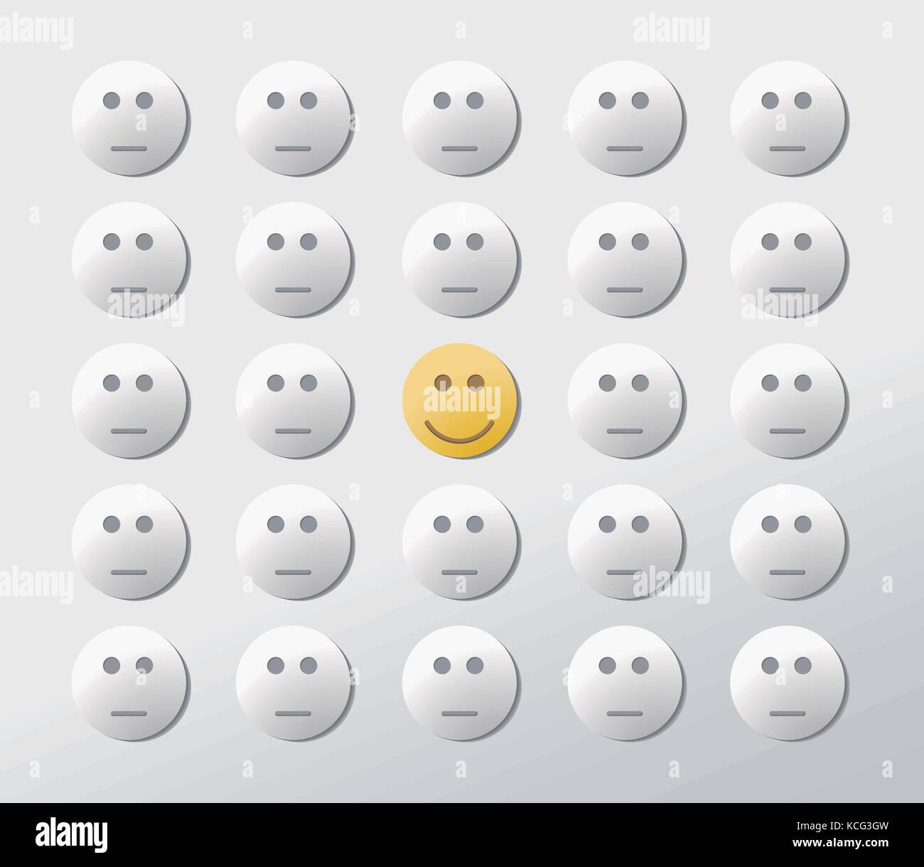 Emoticon standing out from the crowd symbolizing leadership, difference ...