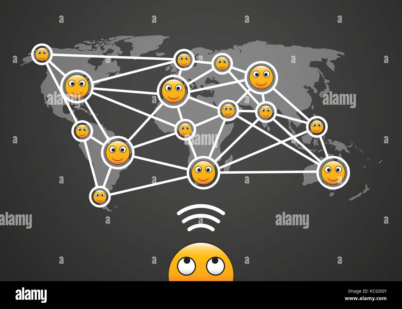 Emoticons connected around the world. Vector design network concept ...