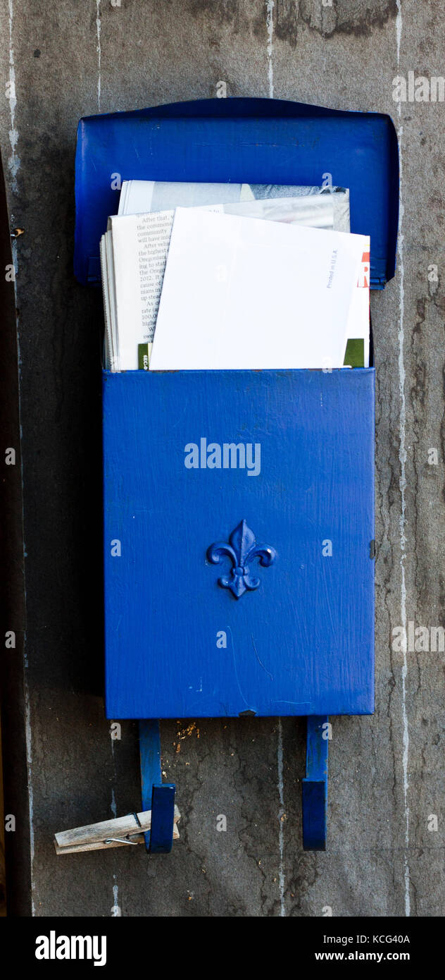 Old blue mailbox Stock Photo - Alamy
