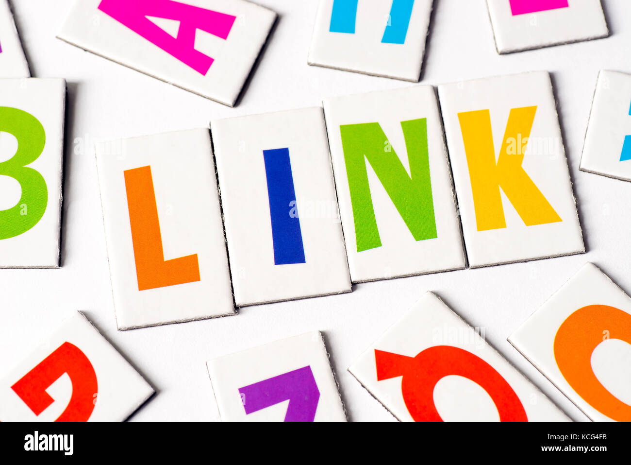 word link made of colorful letters on white background Stock Photo - Alamy