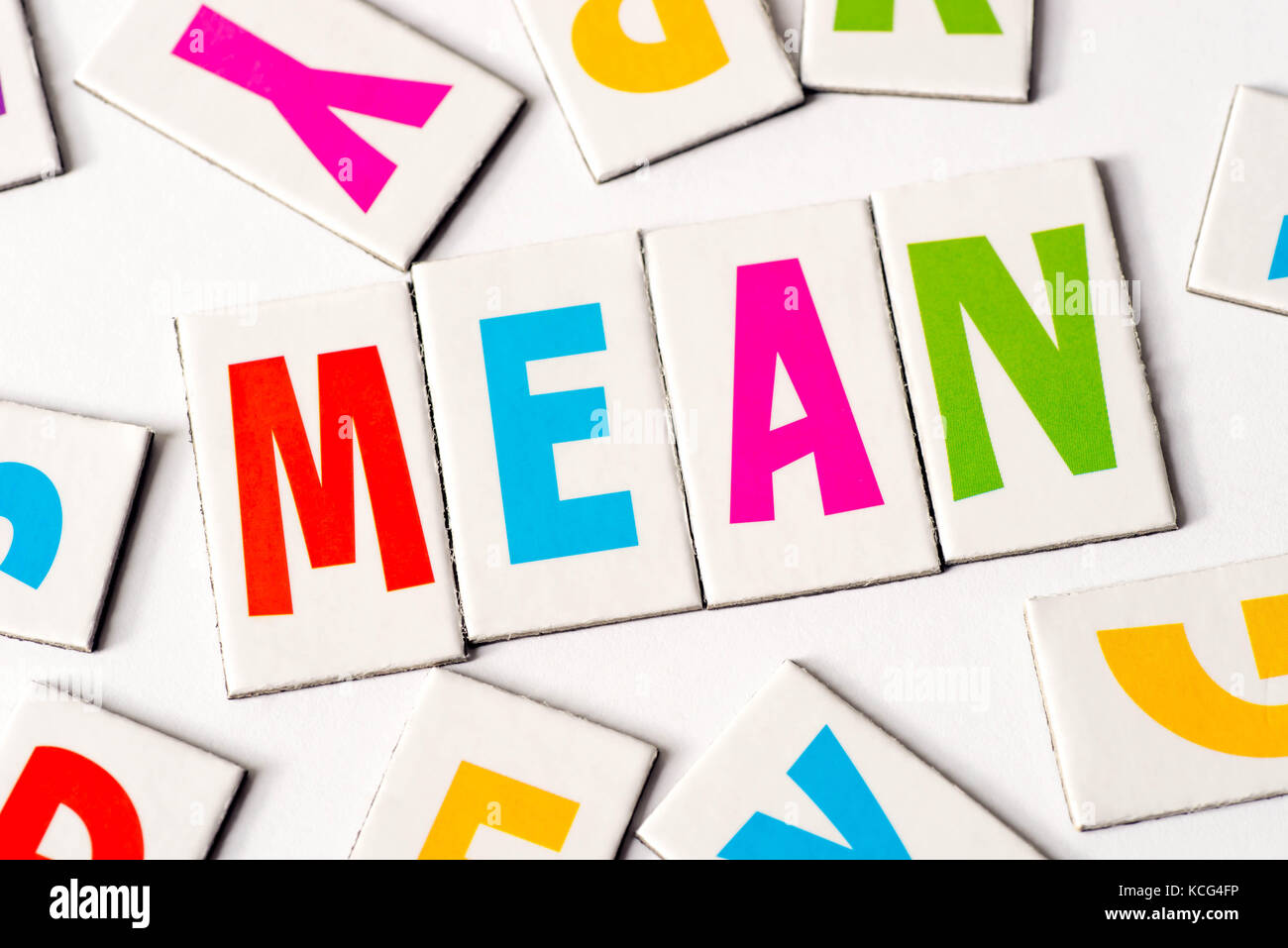 word mean made of colorful letters on white background Stock Photo - Alamy