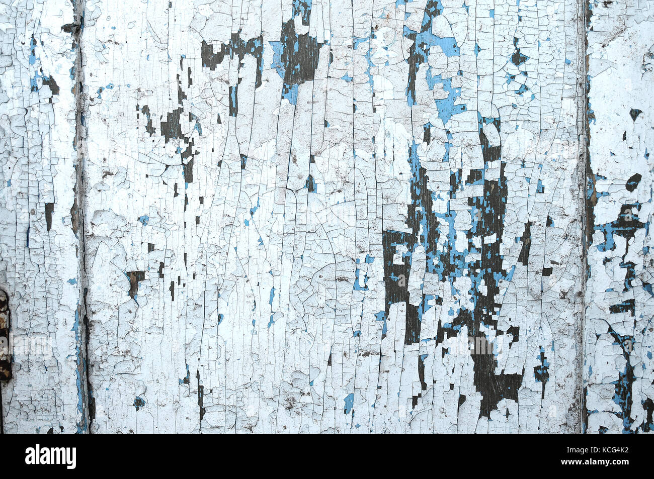 Old wooden painted light blue rustic background with peeling paint ...