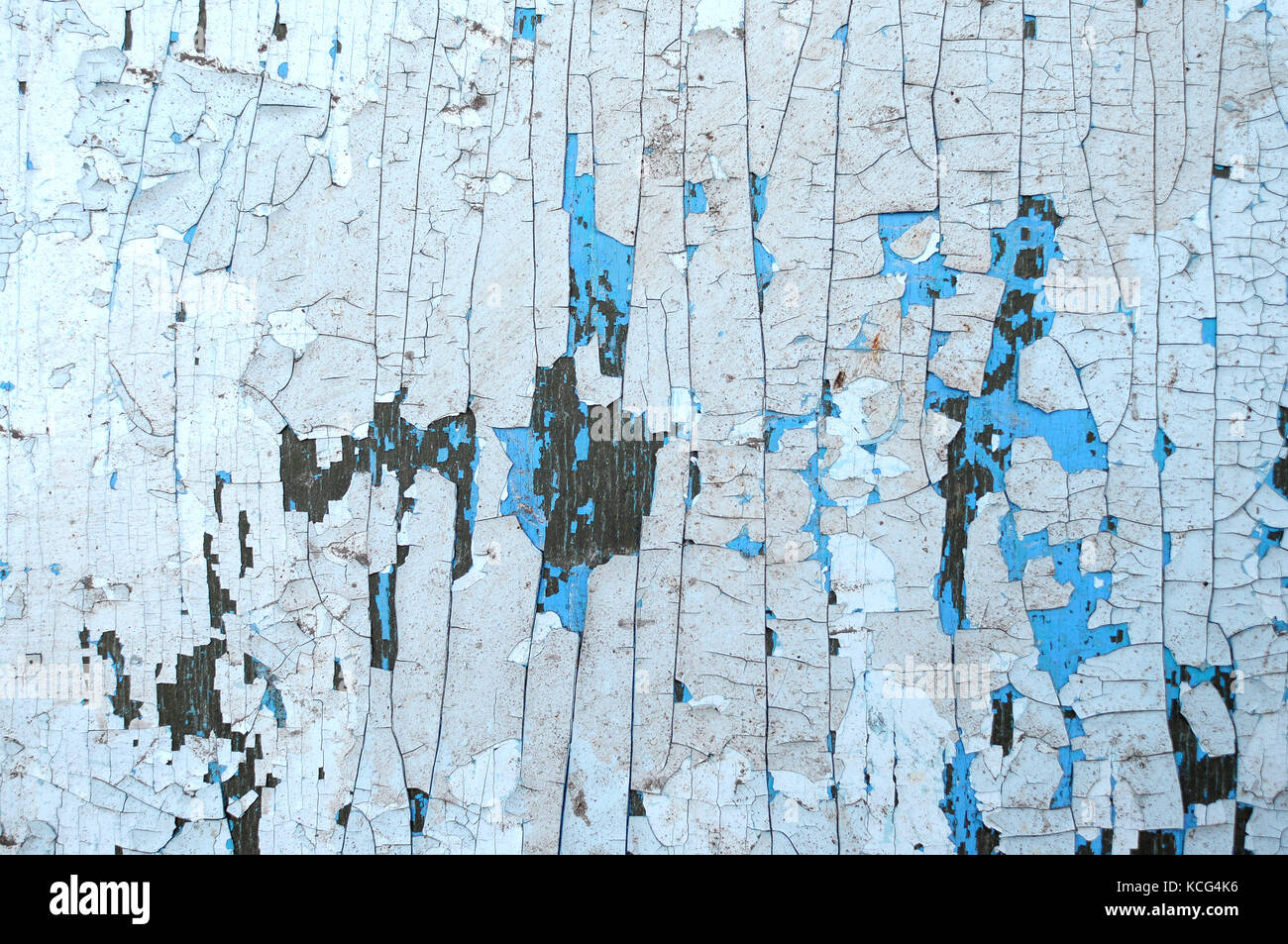 Old wooden painted light blue rustic background with peeling paint ...