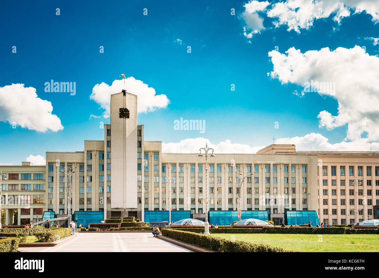 Minsk, Belarus. Building Of The Minsk Subway On Independence Square In ...
