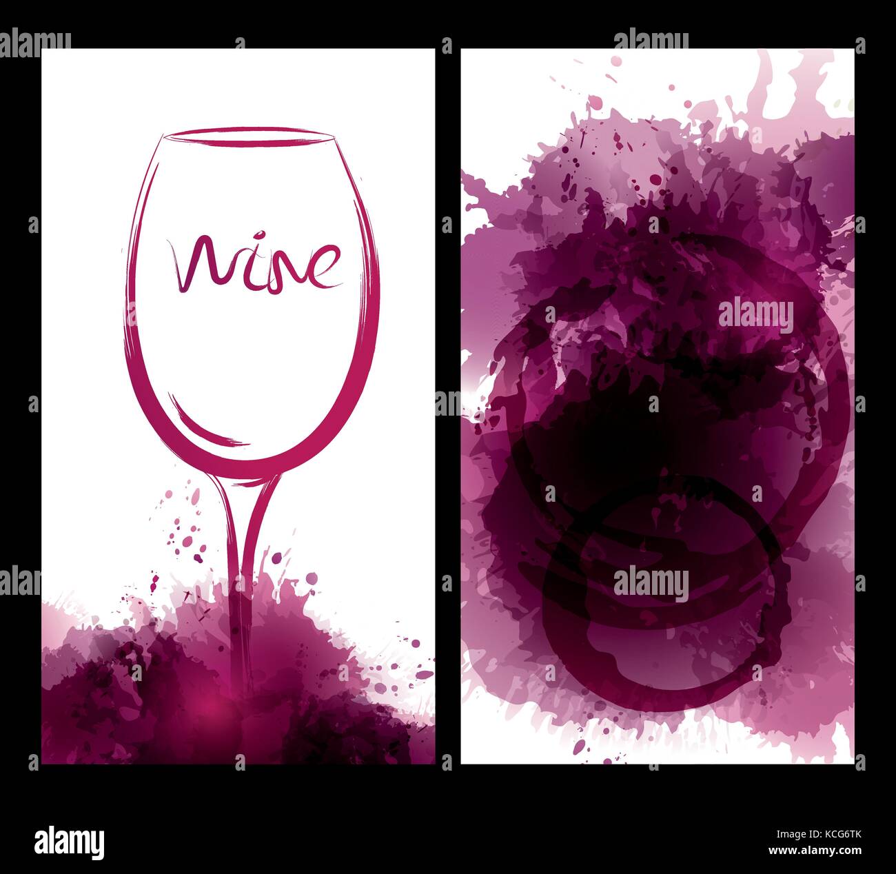 Illustration of wine glass with stains. Invitation template for wine ...