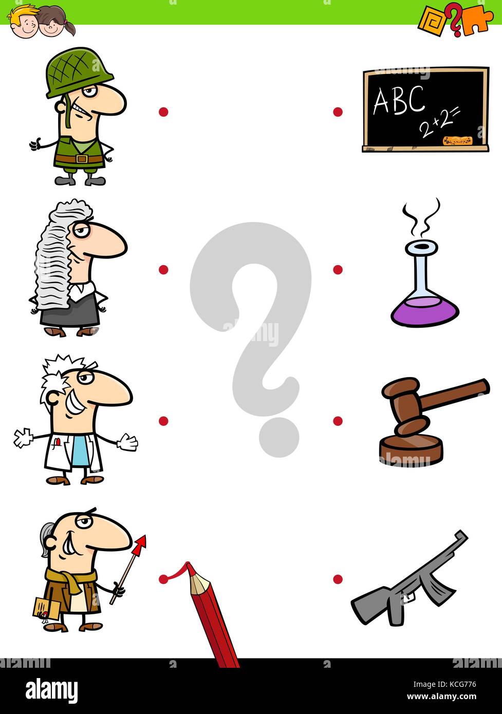 Cartoon Illustration of Educational Pictures Matching Game for Children ...