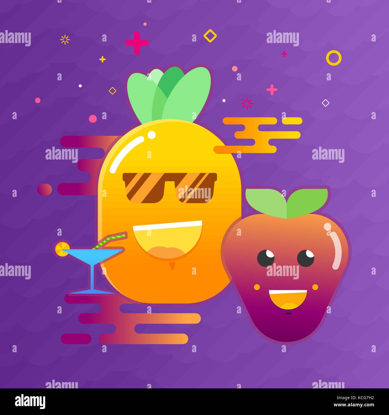 Happy Fruits Party Vector Fruits Have A Fun Stock Vector Image Art