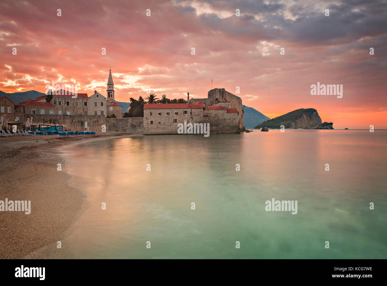 Old town (Stari Grad) of Budva, Montenegro at sunrise Stock Photo - Alamy