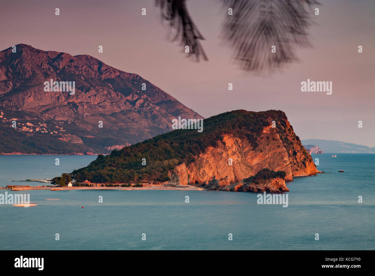 The island of Sveti Nikola, by the coast of Budva, Montenegro Stock ...