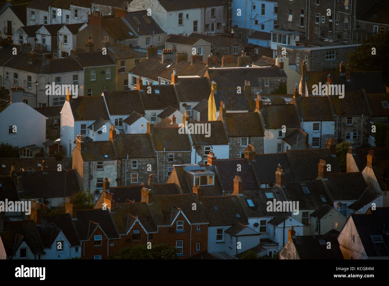 Southwell terrace houses on the island of Portland, Dorset, UK Stock ...