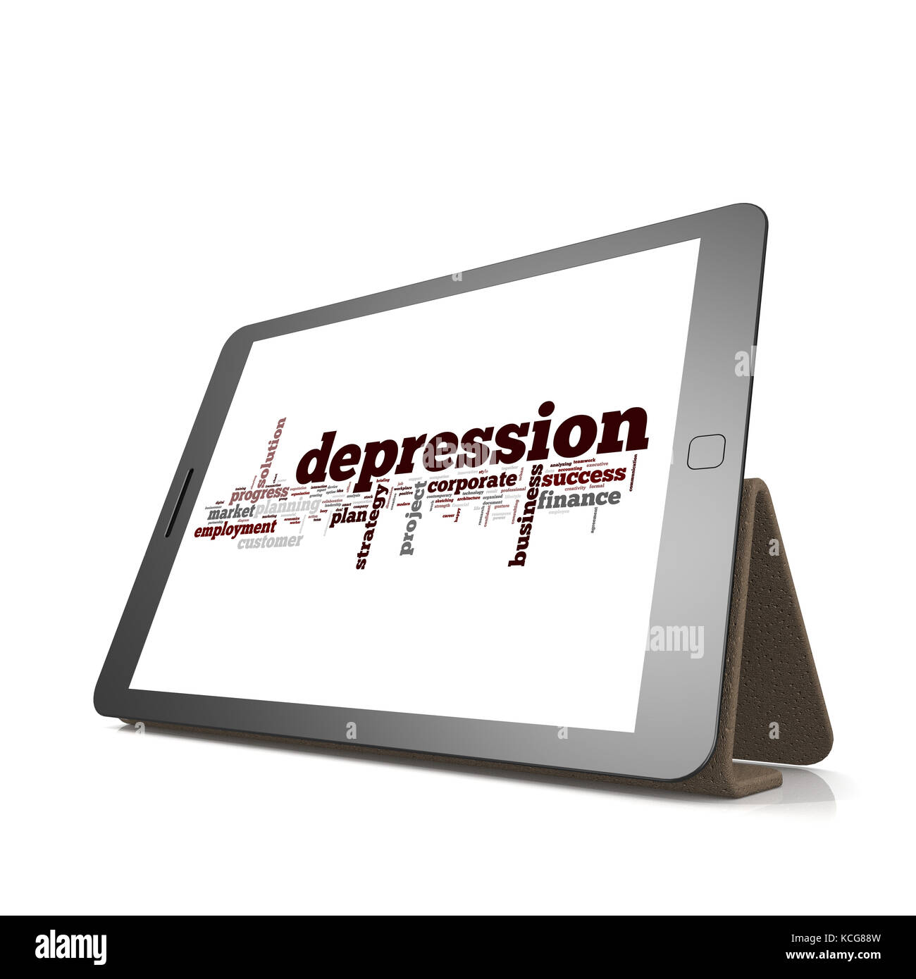 Depression word cloud on tablet image with hi-res rendered artwork that ...