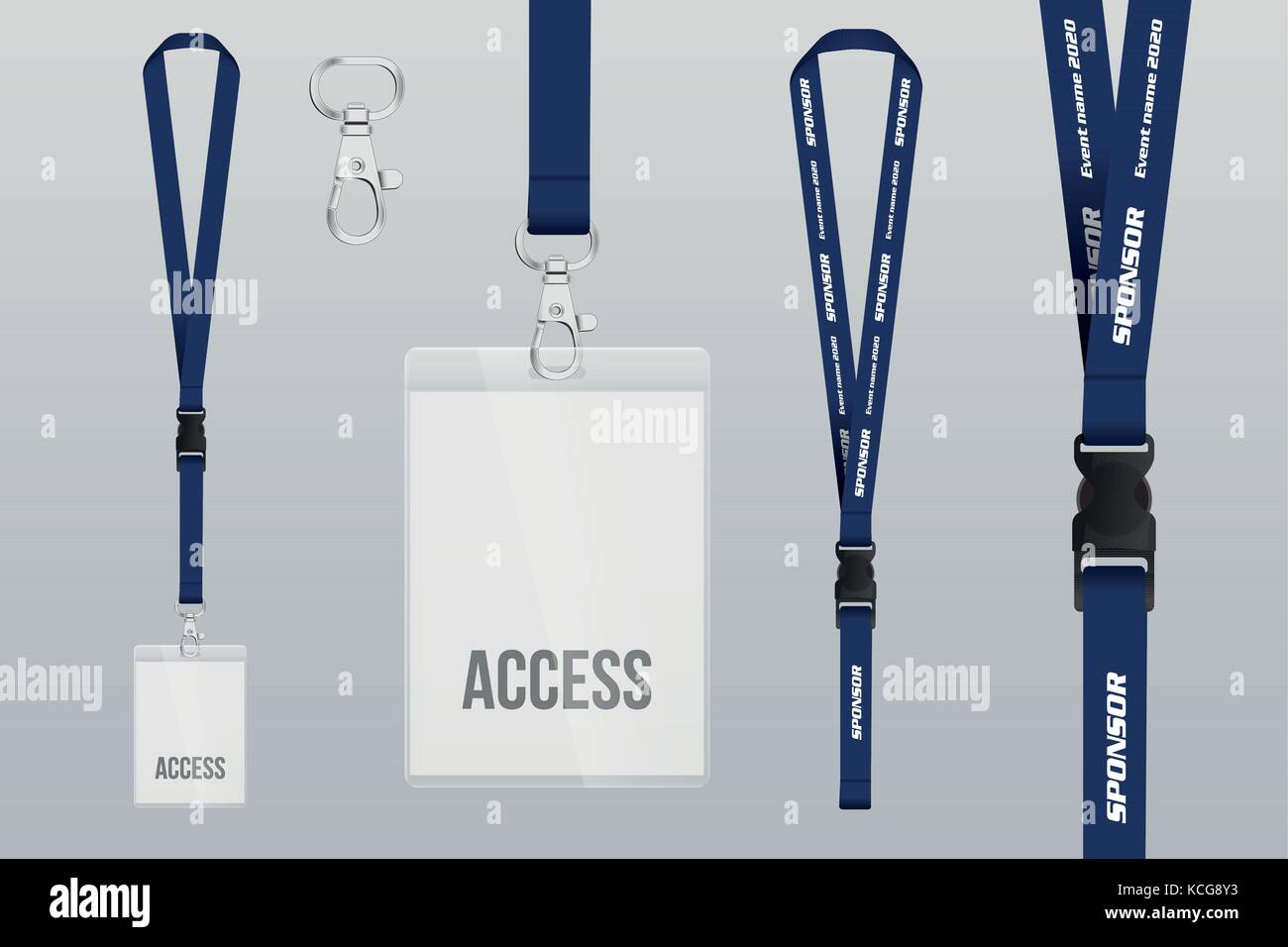 Set of lanyard and badge. Design example vip pass. Template vector ...