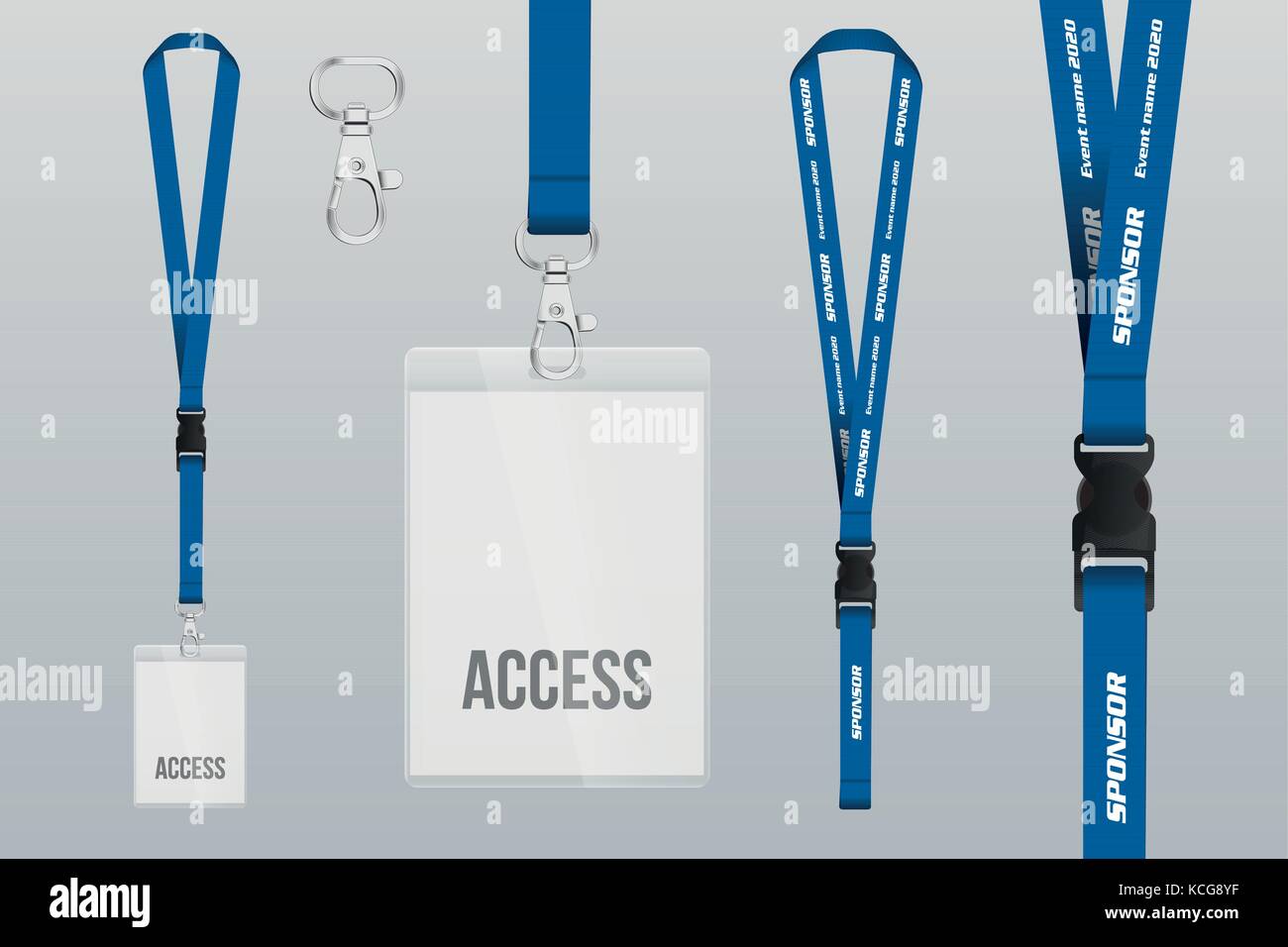 Set of lanyard and badge. Design example vip pass. Template vector ...