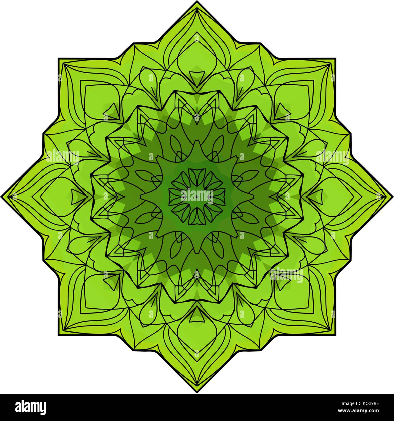 Green eight-pointed mandala Stock Vector Image & Art - Alamy