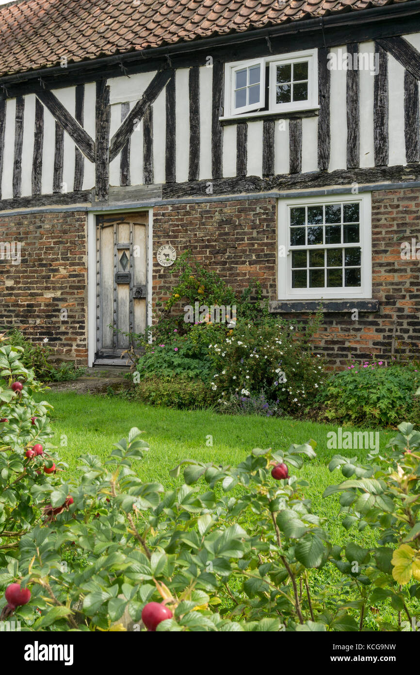 Frontage of Black Bull Cottage, a half timbered building, in the North ...