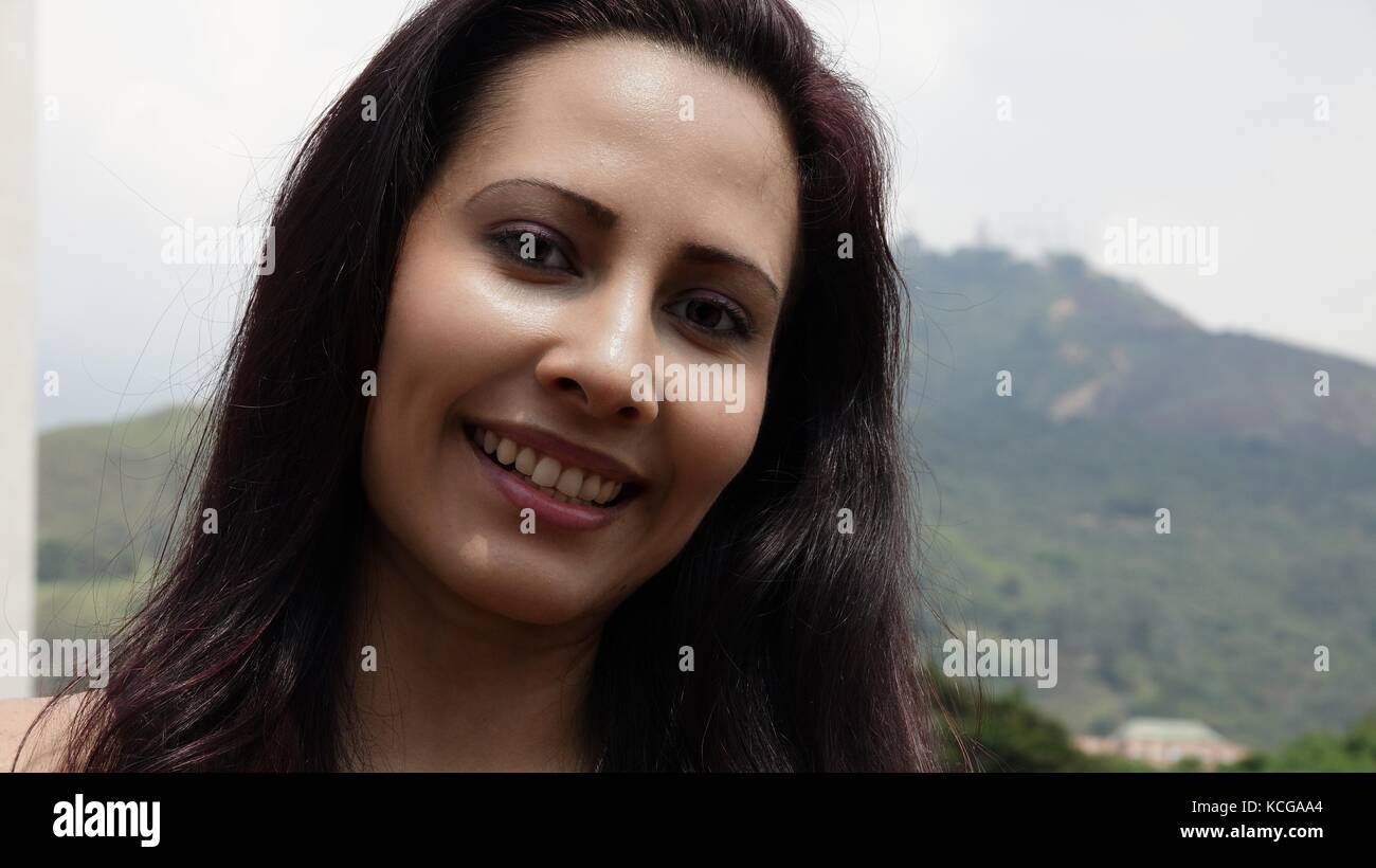 Smiling Hispanic Woman Stock Photo - Alamy
