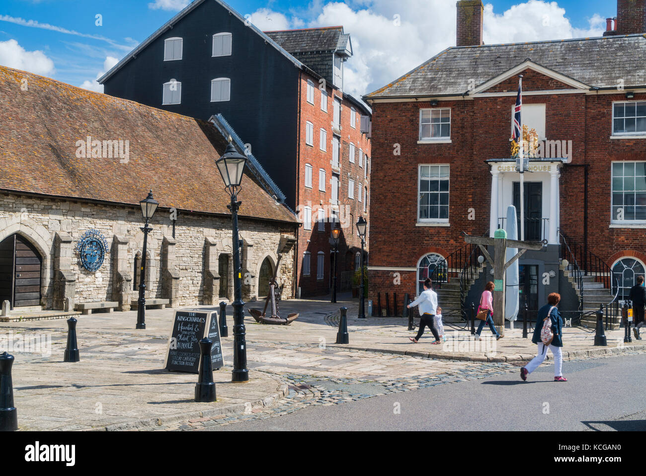 Historic buildings, Quay, Poole harbour marina, Dorset, England; UK ...
