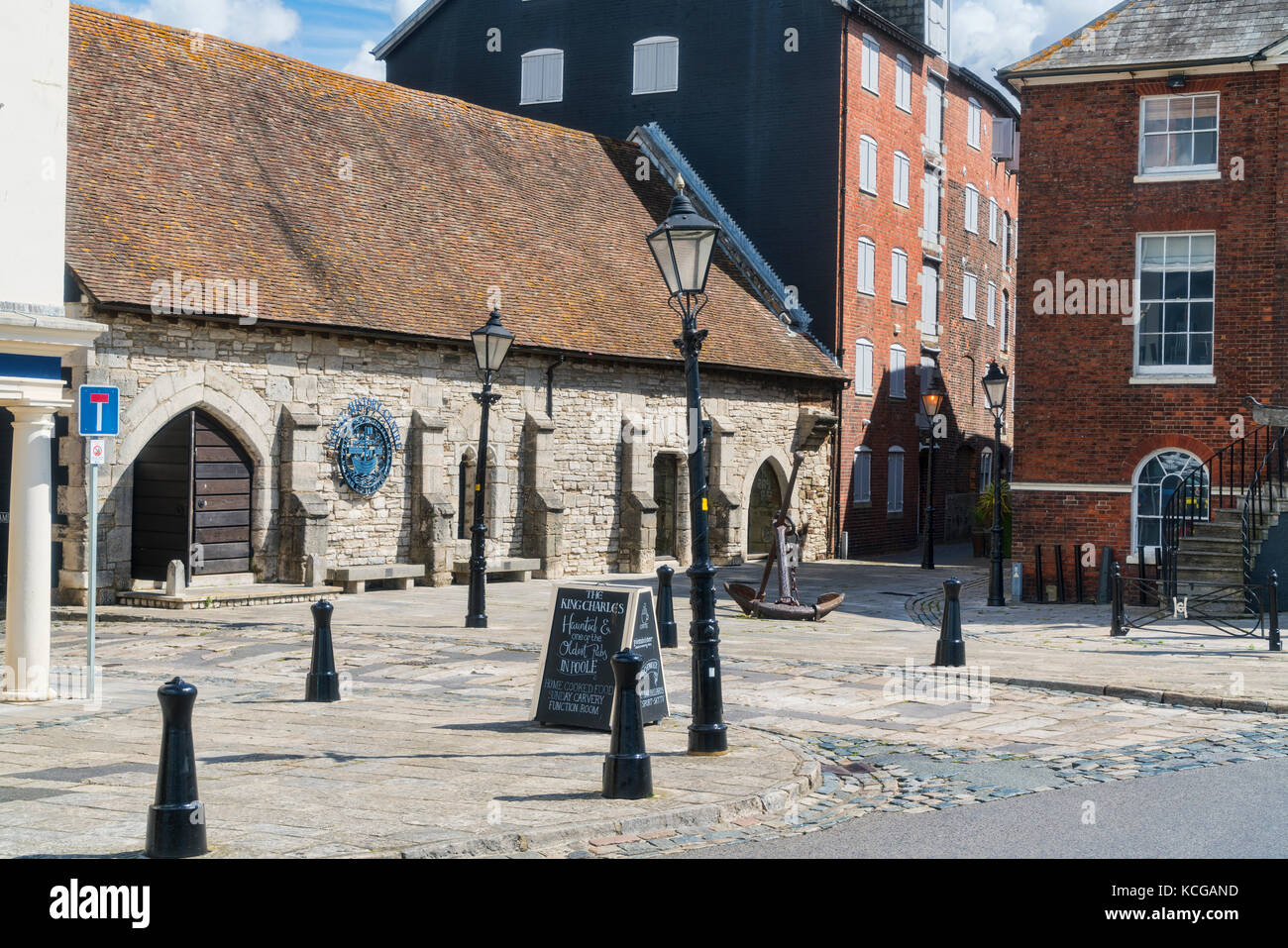 Historic buildings, Quay, Poole harbour marina, Dorset, England; UK ...