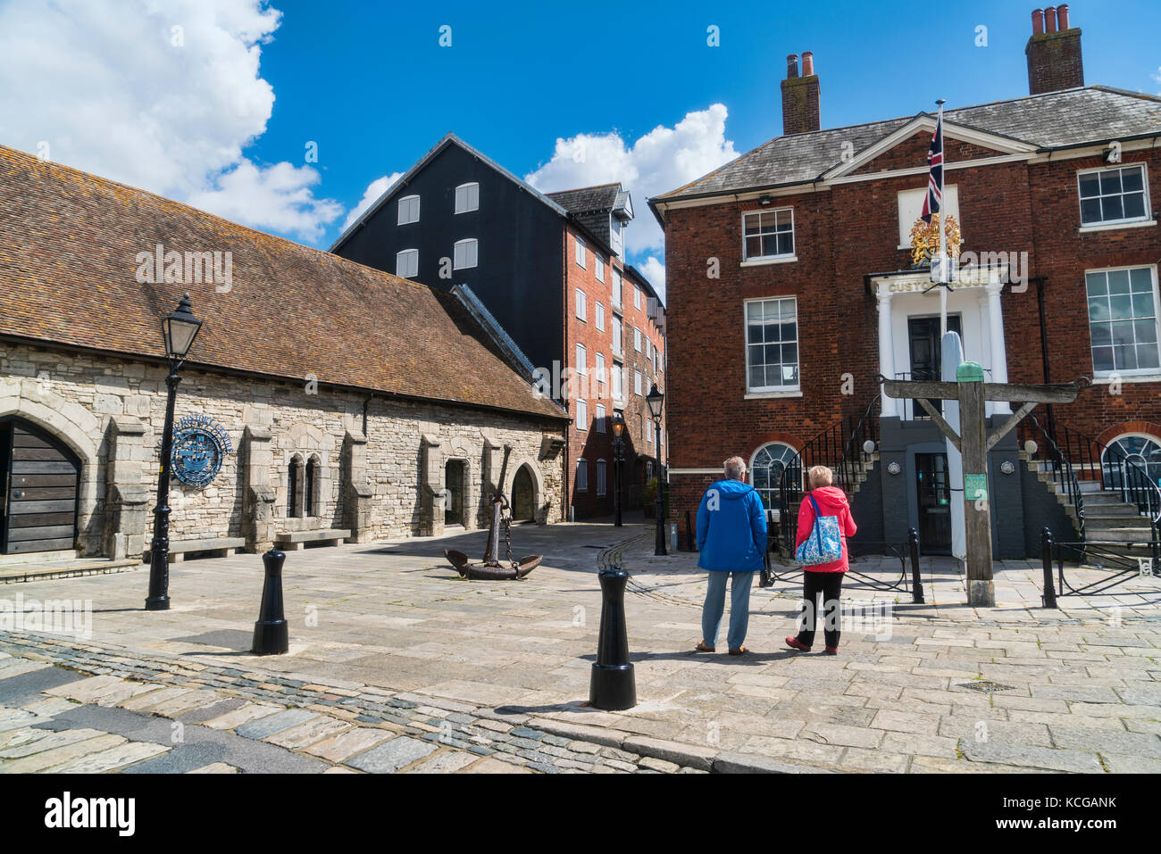 Historic buildings, Quay, Poole harbour marina, Dorset, England; UK ...