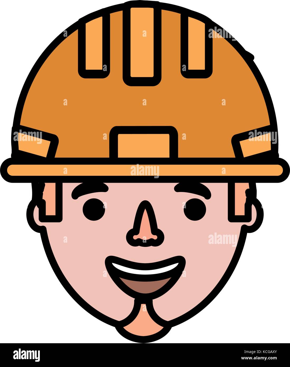 cartoon builder man with safety helmet icon over white background ...