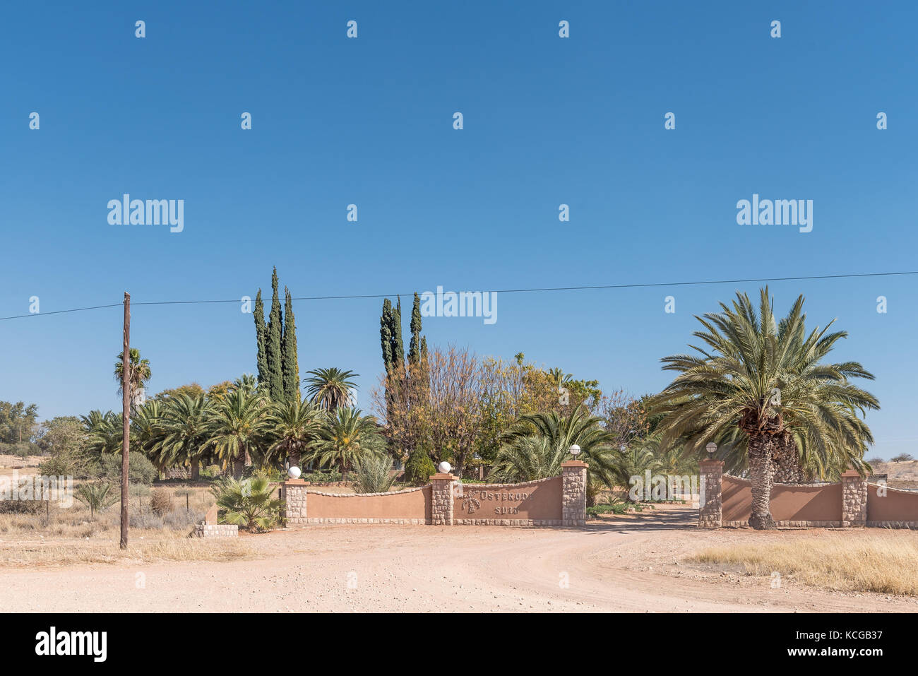 STAMPRIET, NAMIBIA - JULY 5, 2017: A farm scene on the C15-road between ...